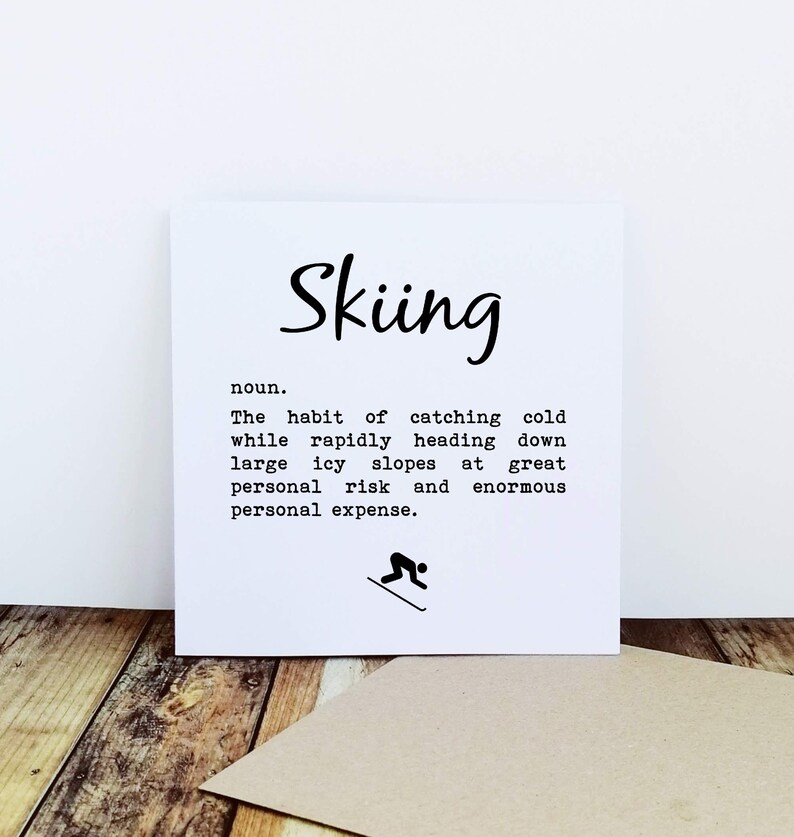 Skiing Definition Skiing Card Funny skiing. Ski Card Card | Etsy