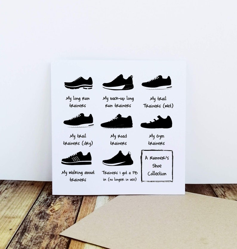 A Runner's Shoe Collection Running Card Runner Card | Etsy UK