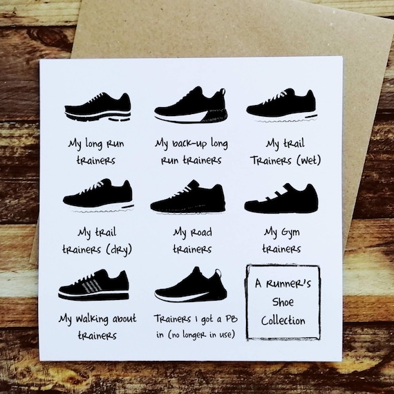A Runner's Shoe Collection Running Card Runner Card - Etsy