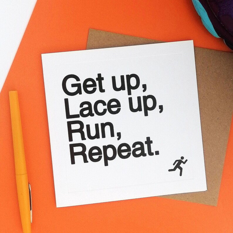 Get up Lace up Run Repeat. Running Card Runner Card Card | Etsy