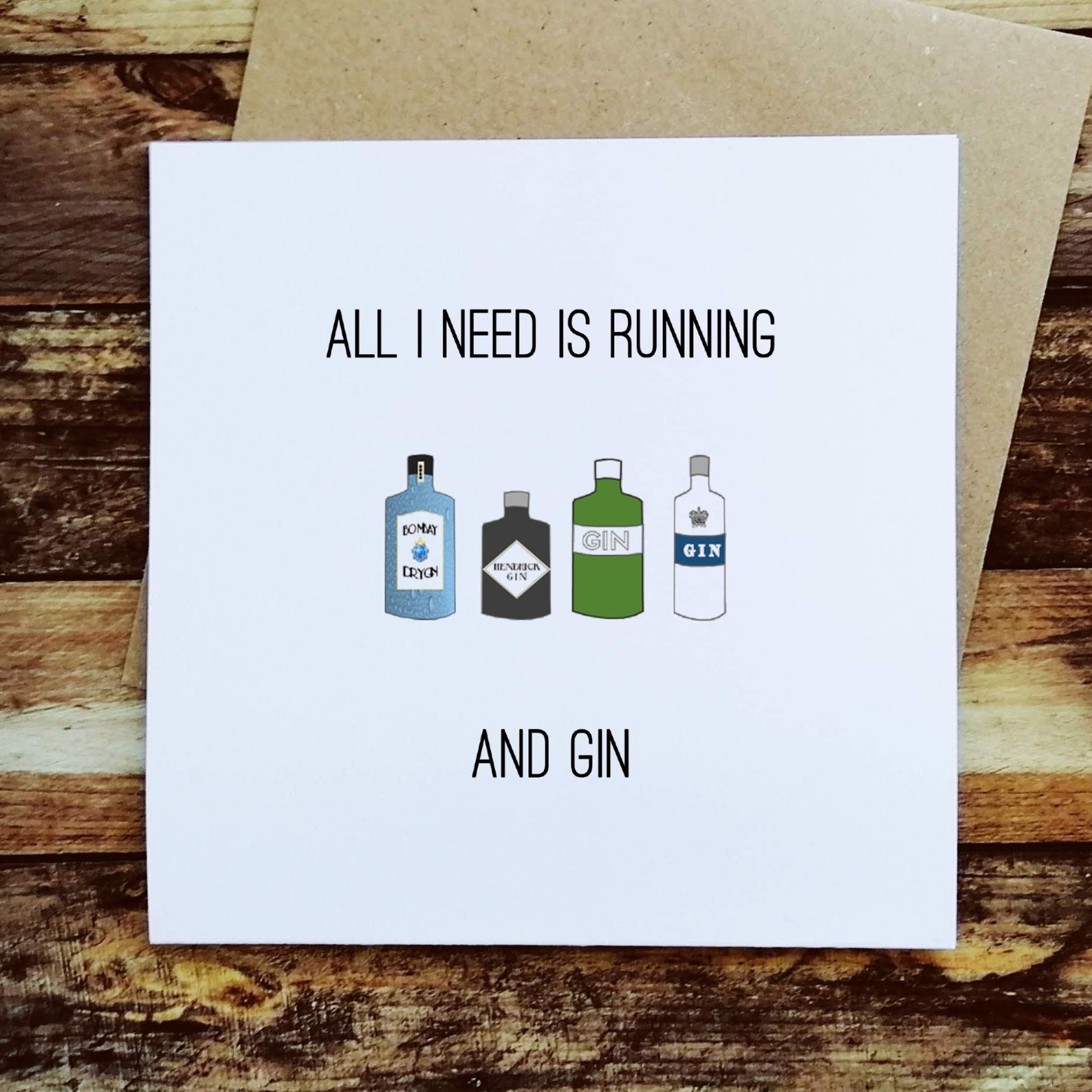 All I Need is Running AND GIN Running Card, Card for Runner, Marathon ...