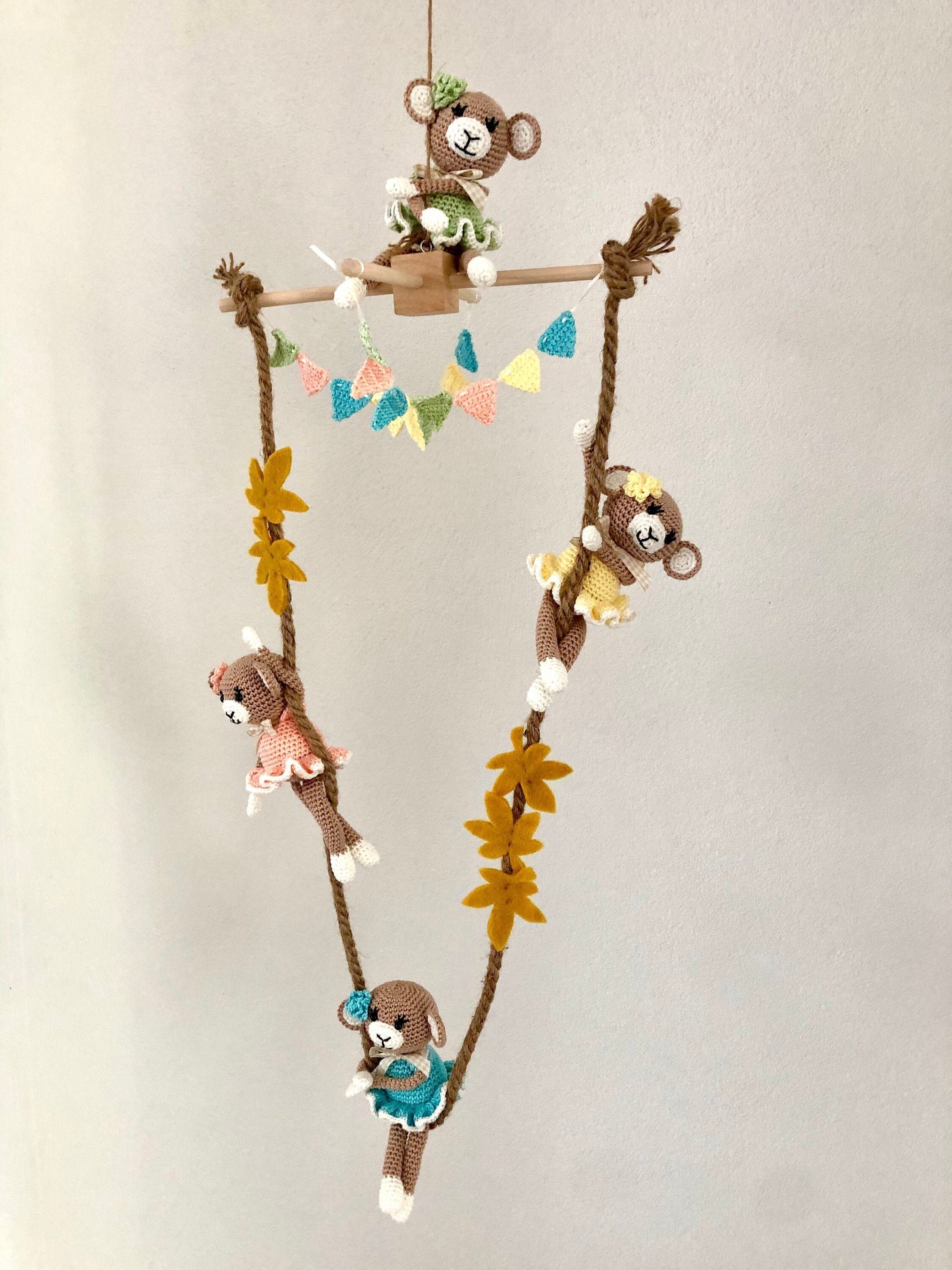 Crochet Baby Mobile/ Crochet Monkey Mobile/ Nursery Decor/ - Etsy