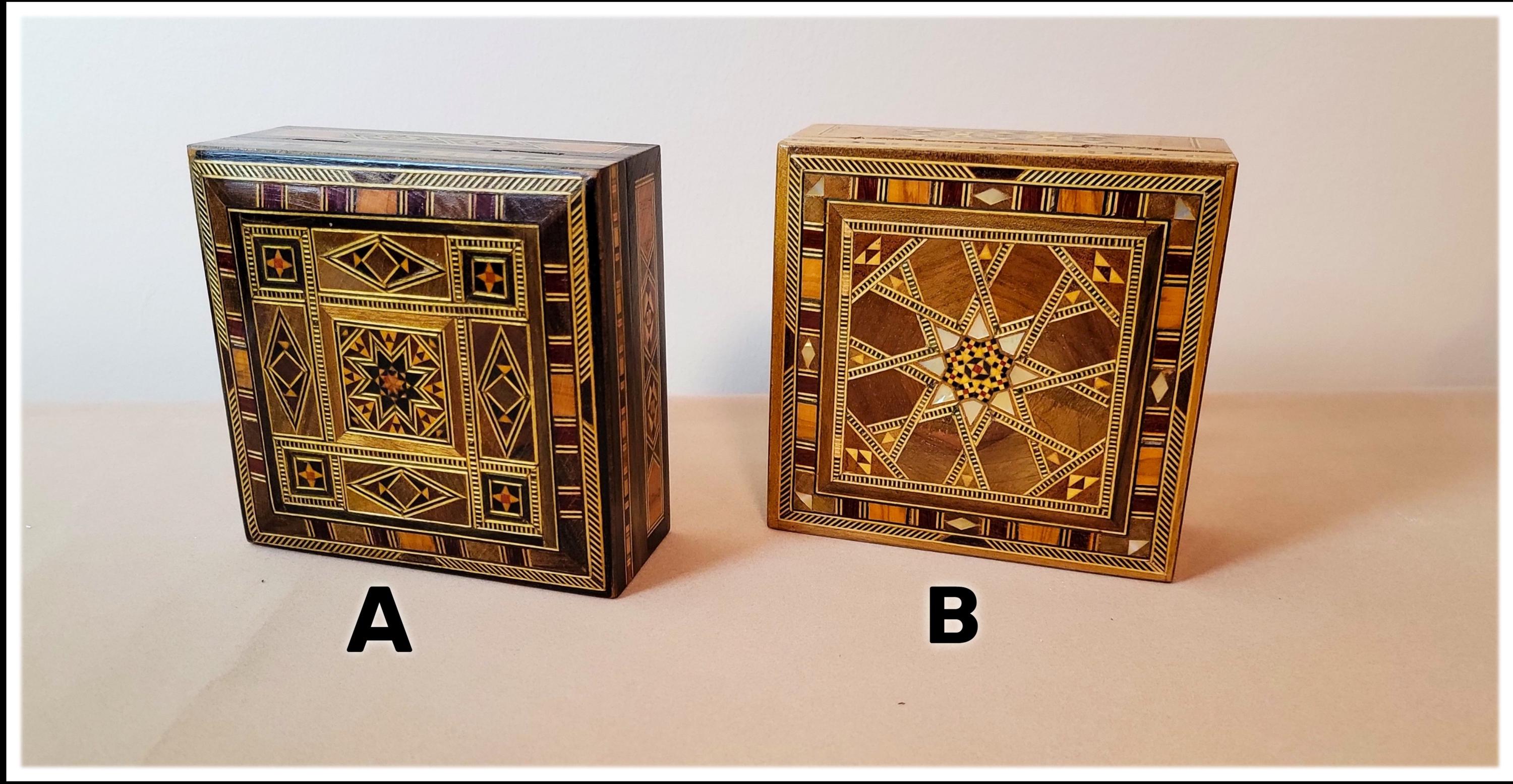 Wood Jewelry Box Square Shape, Handmade. Size 5.3X5.3X2 In. Mosaic ...