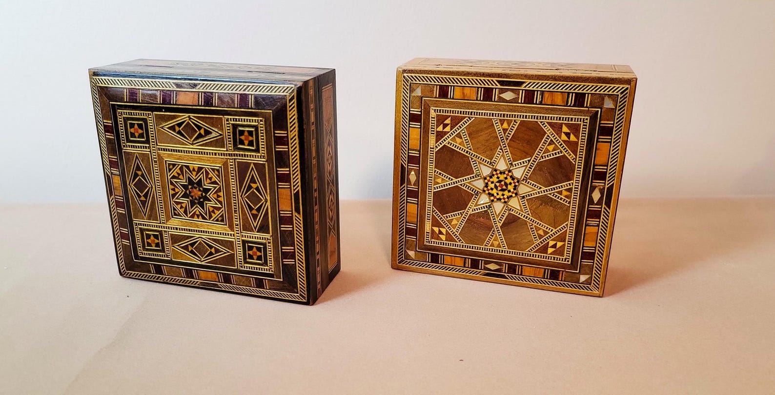 Wood Jewelry Box Square Shape, Handmade. Size 5.3X5.3X2 In. Mosaic ...
