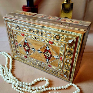 Wooden Jewelry Box. Rectangular Shape, Size 8x5.5x1.62 In. Handmade ...