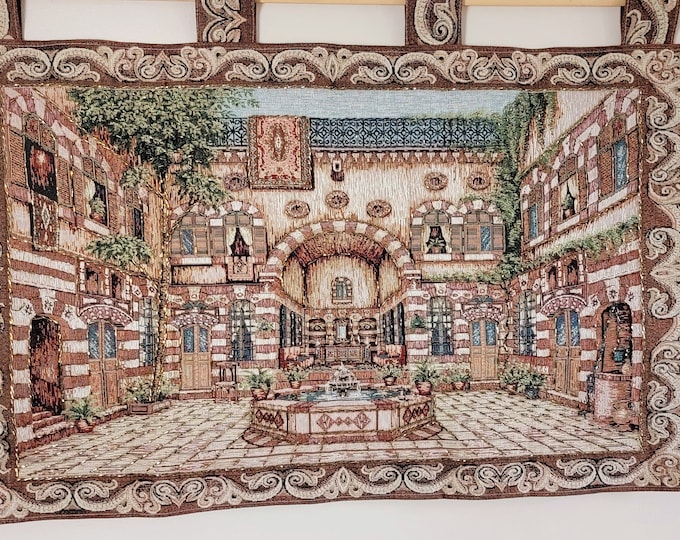 A Wall Painting of an Old Damascus House, Gobelin Decorated With ...