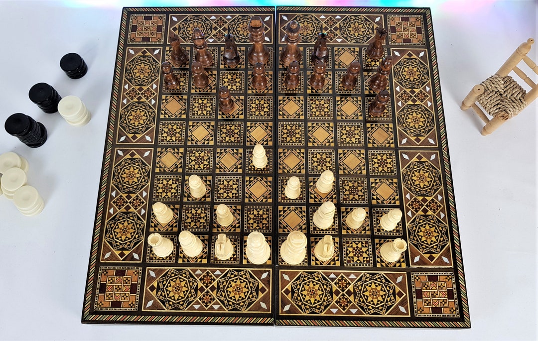 20" Backgammon Chess Board. Foldable Large Beautiful Backgammon ...