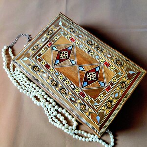 Wooden Jewelry Box. Rectangular Shape, Size 8x5.5x1.62 In. Handmade ...