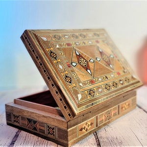 Wooden Jewelry Box. Rectangular Shape, Size 8x5.5x1.62 In. Handmade ...