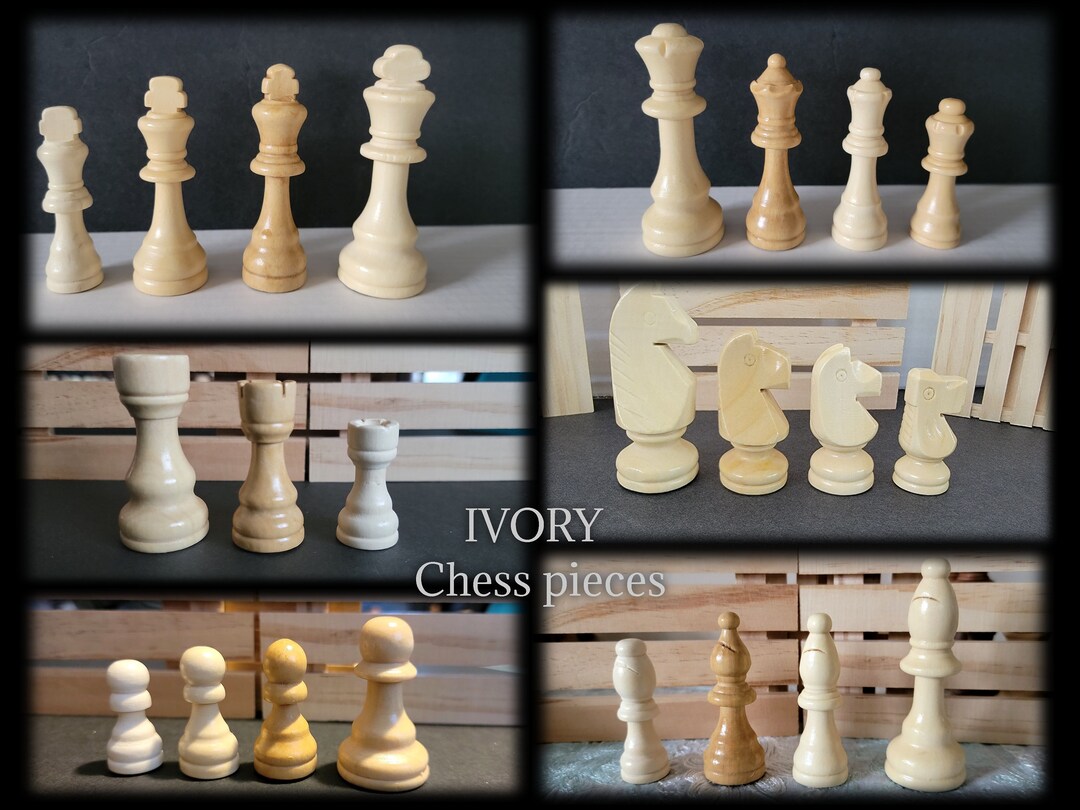 Replacement IVORY & Black Chess Pieces ,spare Wooden Chess Parts: Kings ...
