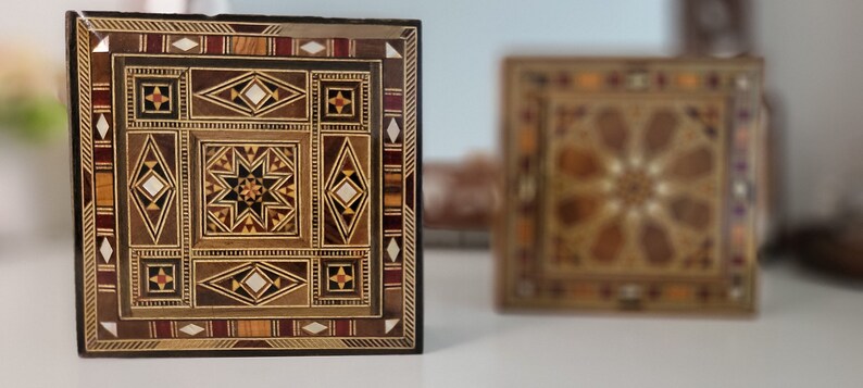 Wood Jewelry Box Square Shape Handmade. Size 5.3X5.3X2 In. - Etsy