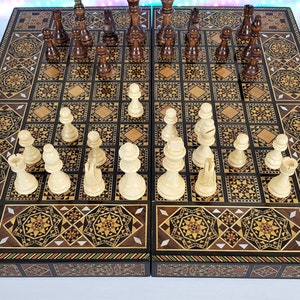 Large Size Backgammon Checkers Chess Set .mosaic Inlaid Classic ...