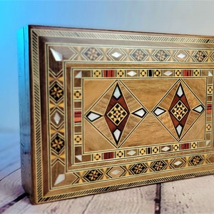 Wooden Jewelry Box. Rectangular Shape, Size 8x5.5x1.62 In. Handmade ...