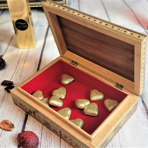 Wooden Jewelry Box. Rectangular Shape, Size 8x5.5x1.62 In. Handmade ...