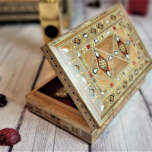 Wooden Jewelry Box. Rectangular Shape, Size 8x5.5x1.62 In. Handmade ...