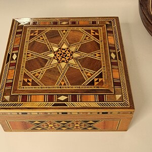 Wood Jewelry Box Square Shape, Handmade. Size 5.3X5.3X2 In. Mosaic ...