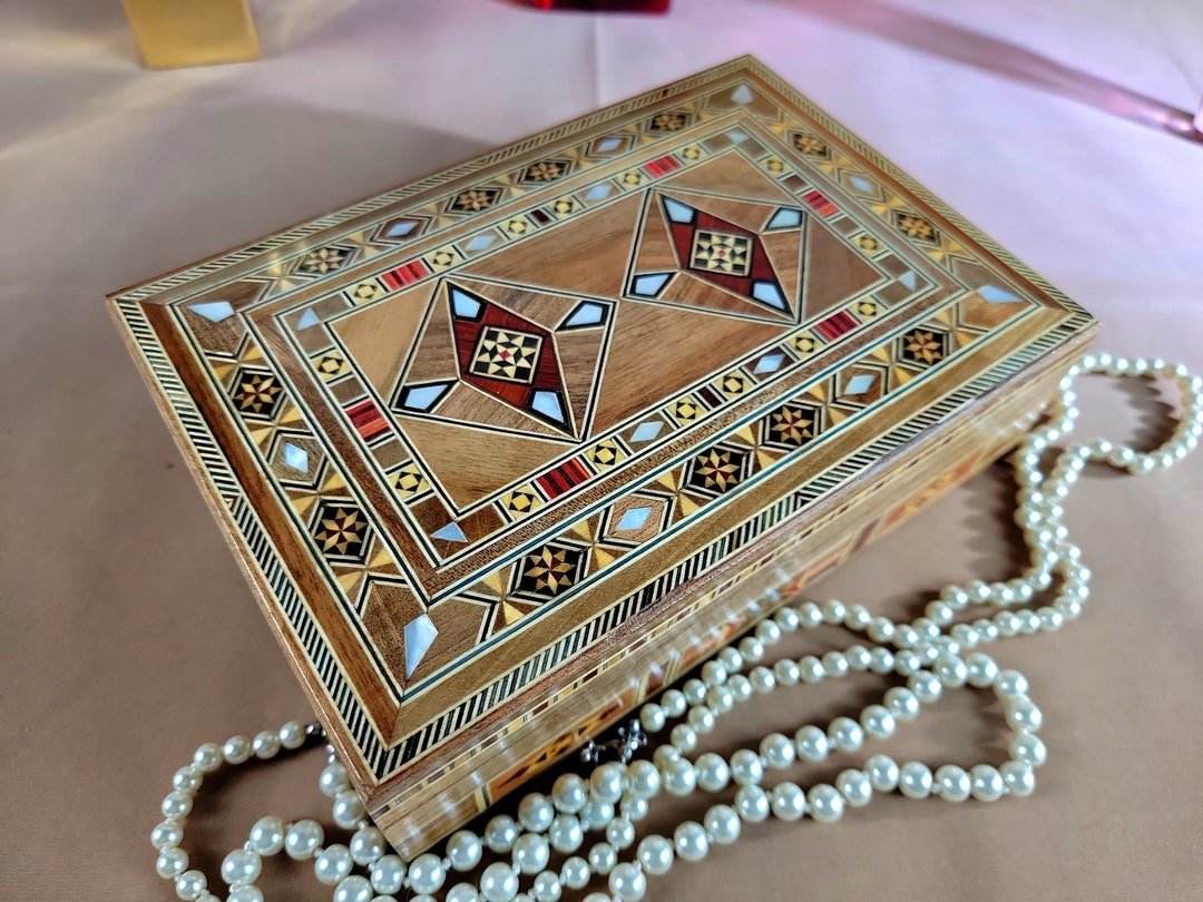 Wooden Jewelry Box. Rectangular Shape Size 8x5.5x1.62 In. - Etsy