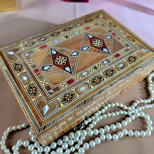 Wooden Jewelry Box. Rectangular Shape, Size 8x5.5x1.62 In. Handmade ...