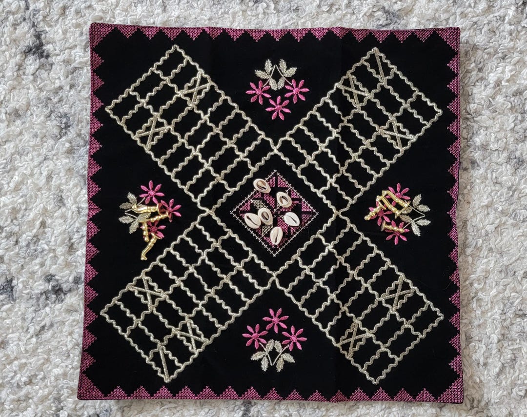 A Board Game of Velvet Cloth Embroidered With Floral Motifs, With a ...