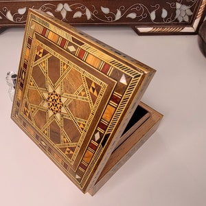 Wood Jewelry Box Square Shape, Handmade. Size 5.3X5.3X2 In. Mosaic ...