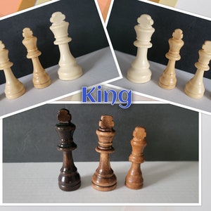 Replacement IVORY & Black Chess Pieces ,spare Wooden Chess Parts: Kings ...