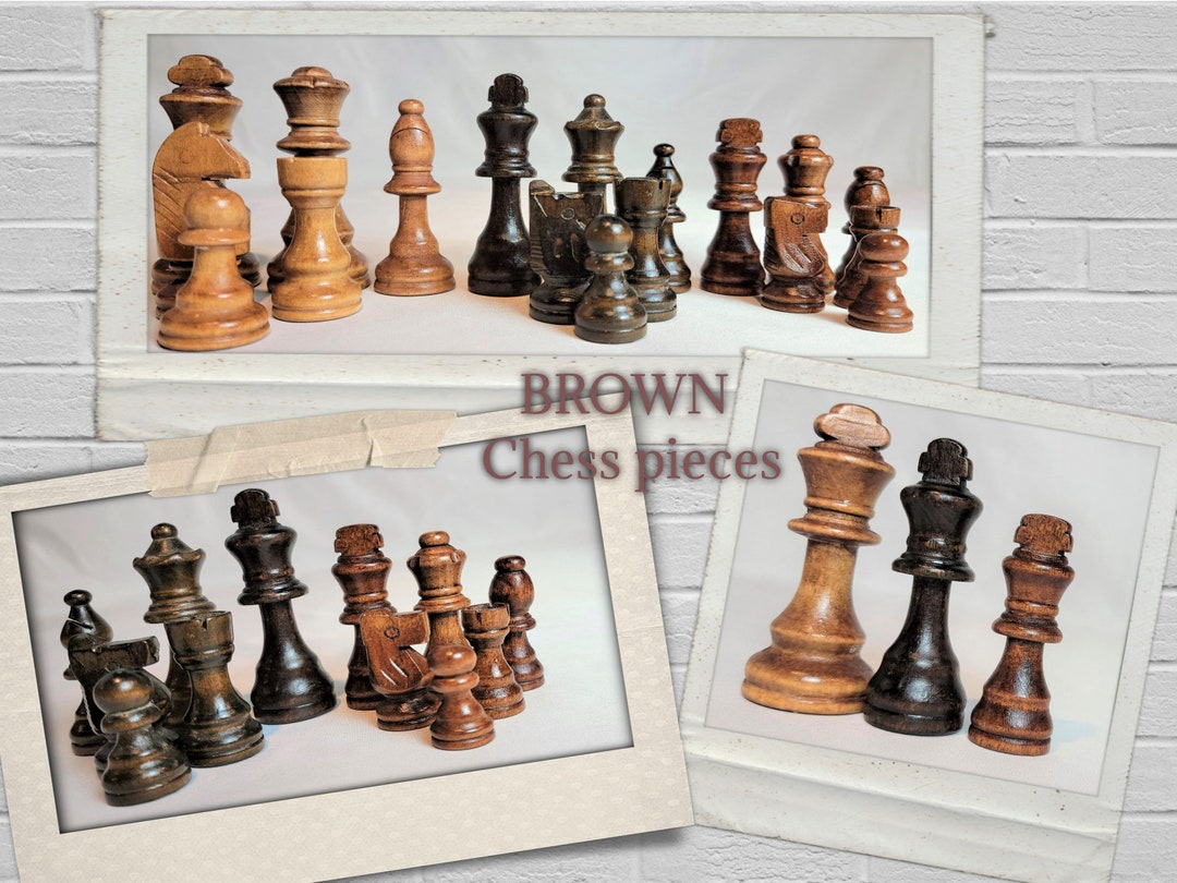 Replacement BROWN Chess Pieces ,spare Wooden Chess Parts: Kings, Queens ...