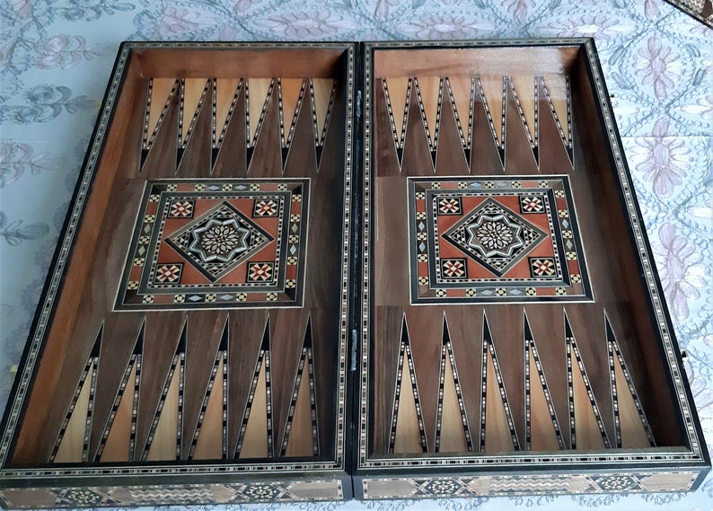 Large Size Backgammon Checkers Chess Set .mosaic Inlaid | Etsy