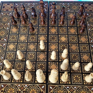 Large Size Backgammon Checkers Chess Set .mosaic Inlaid Classic ...