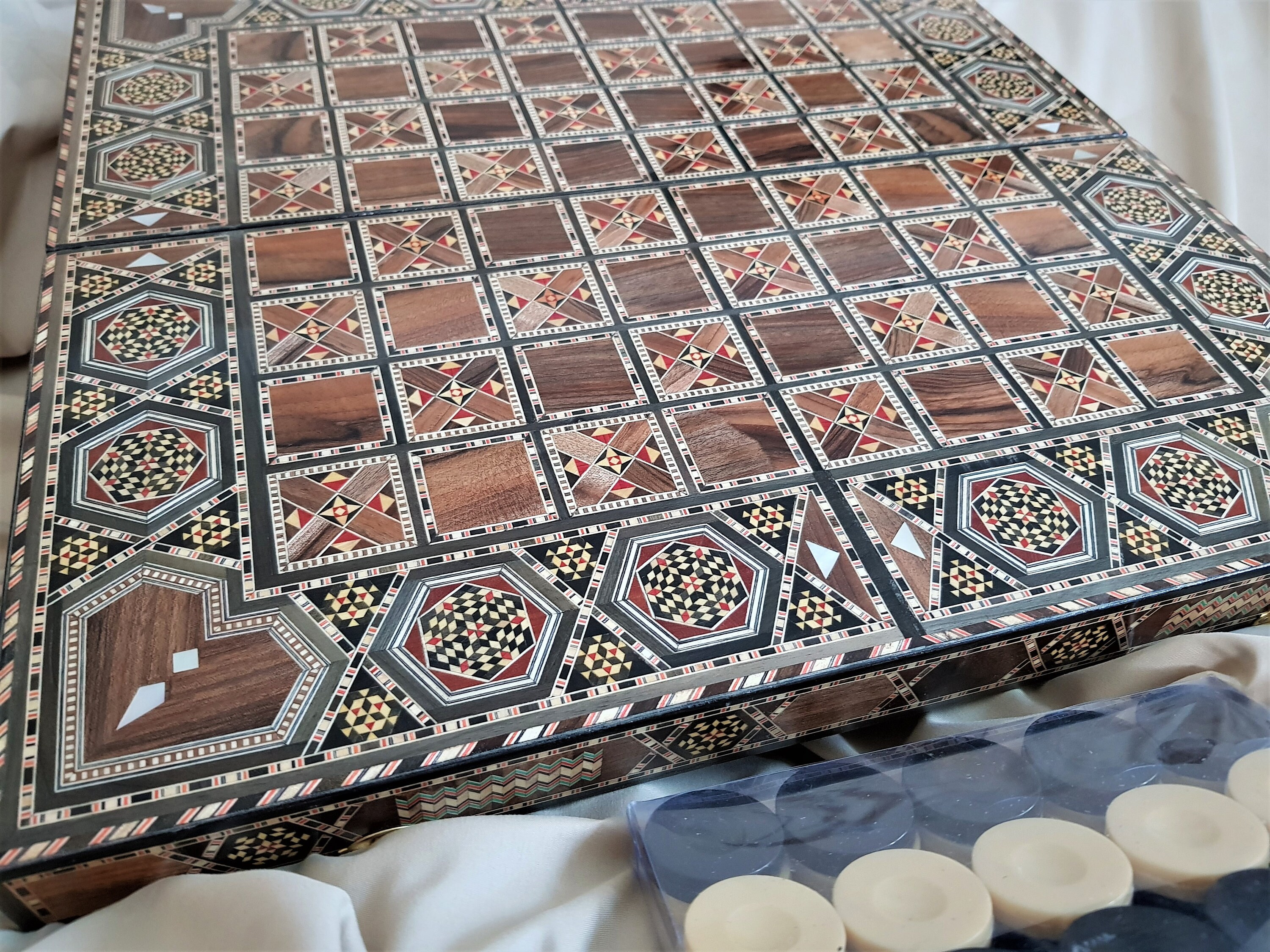 Large Size Backgammon Checkers Chess Set .mosaic Inlaid | Etsy