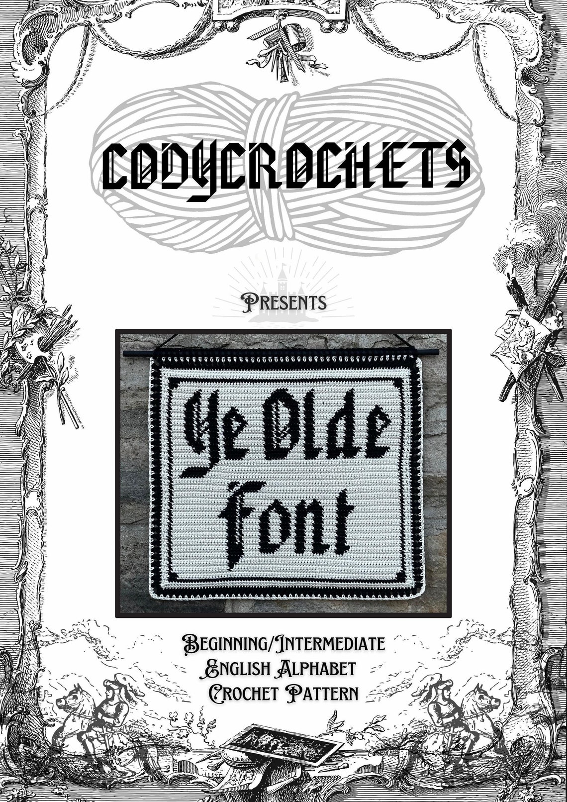 Ye Olde Font Alphabet Crochet Tapestry Pattern / Color Block / Written ...