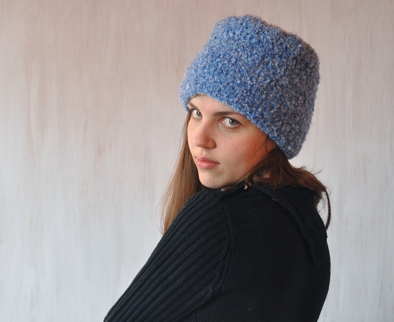 Crochet Hat, Toque Hat, Pillbox Hat, Winter Spring Hat, Original, Blue ...