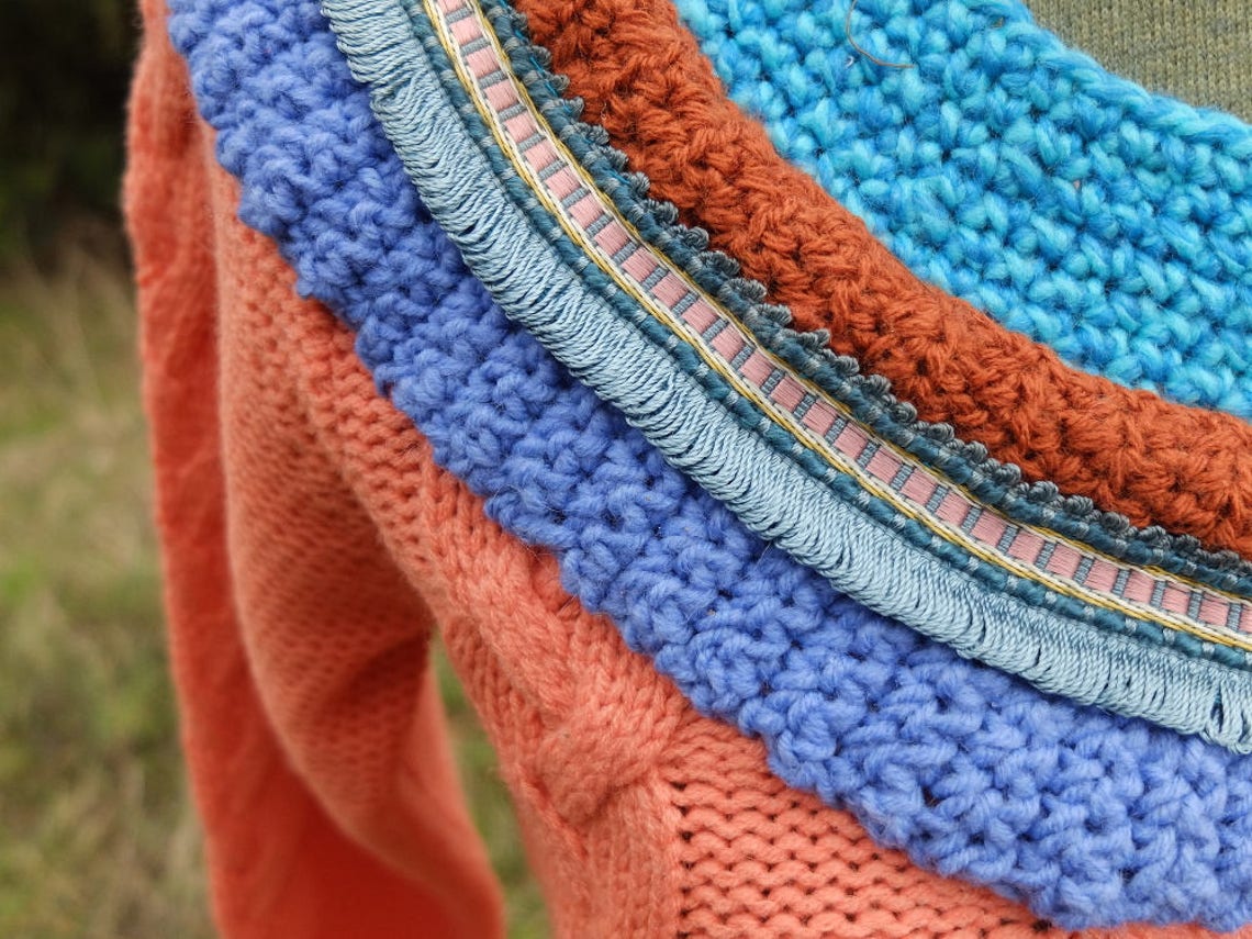 Cable sweater Coral pink Gypsy jumper Reworked jersey | Etsy