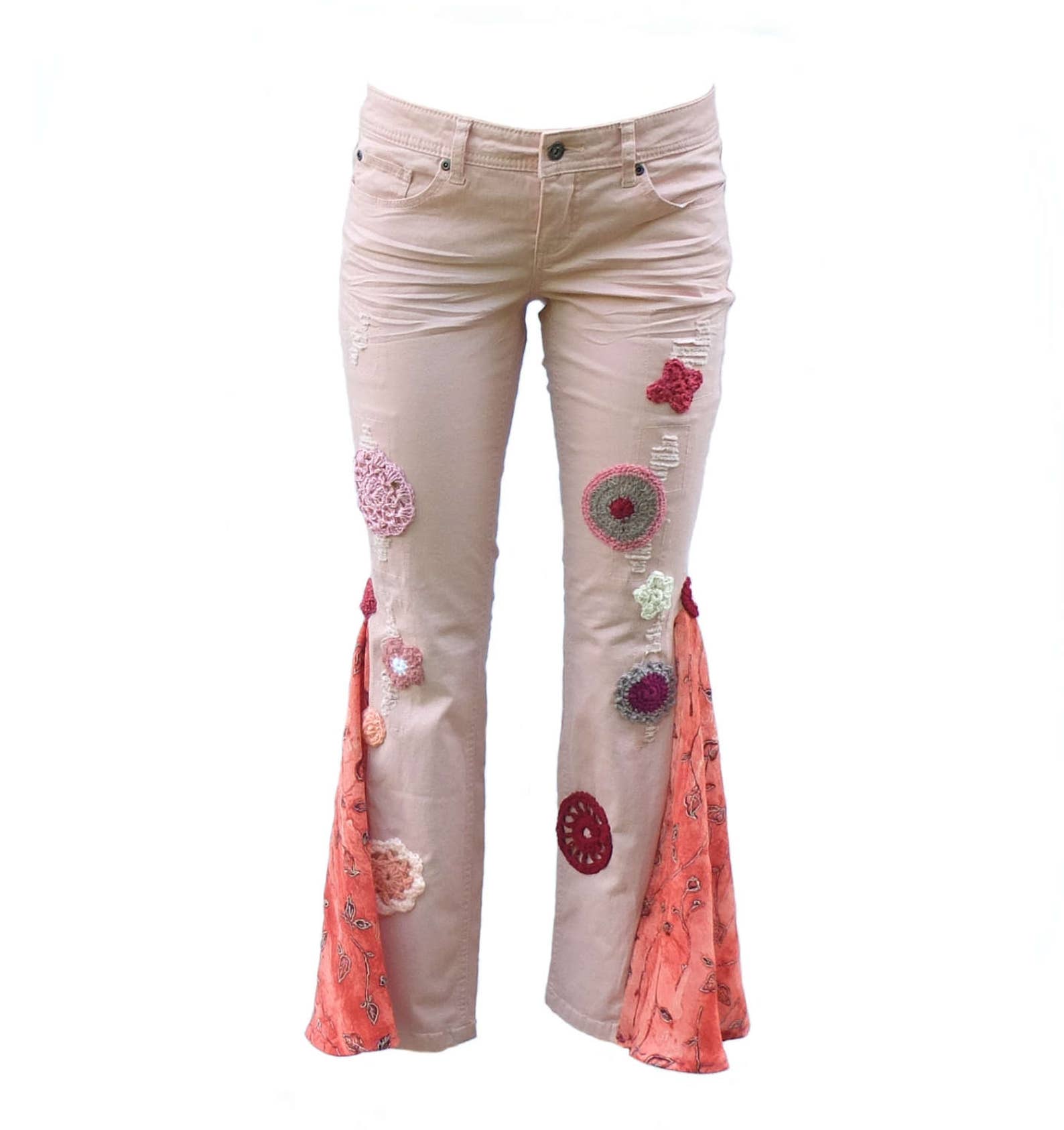 Denim Recycled Pants, Boho Pants, Gypsy Pants, Hippie Pants, Upcycled ...