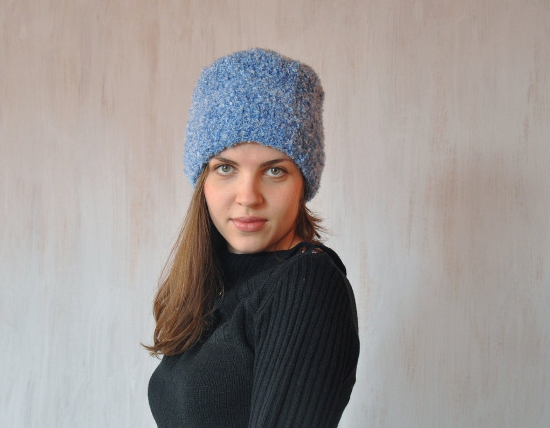 Crochet Hat, Toque Hat, Pillbox Hat, Winter Spring Hat, Original, Blue ...