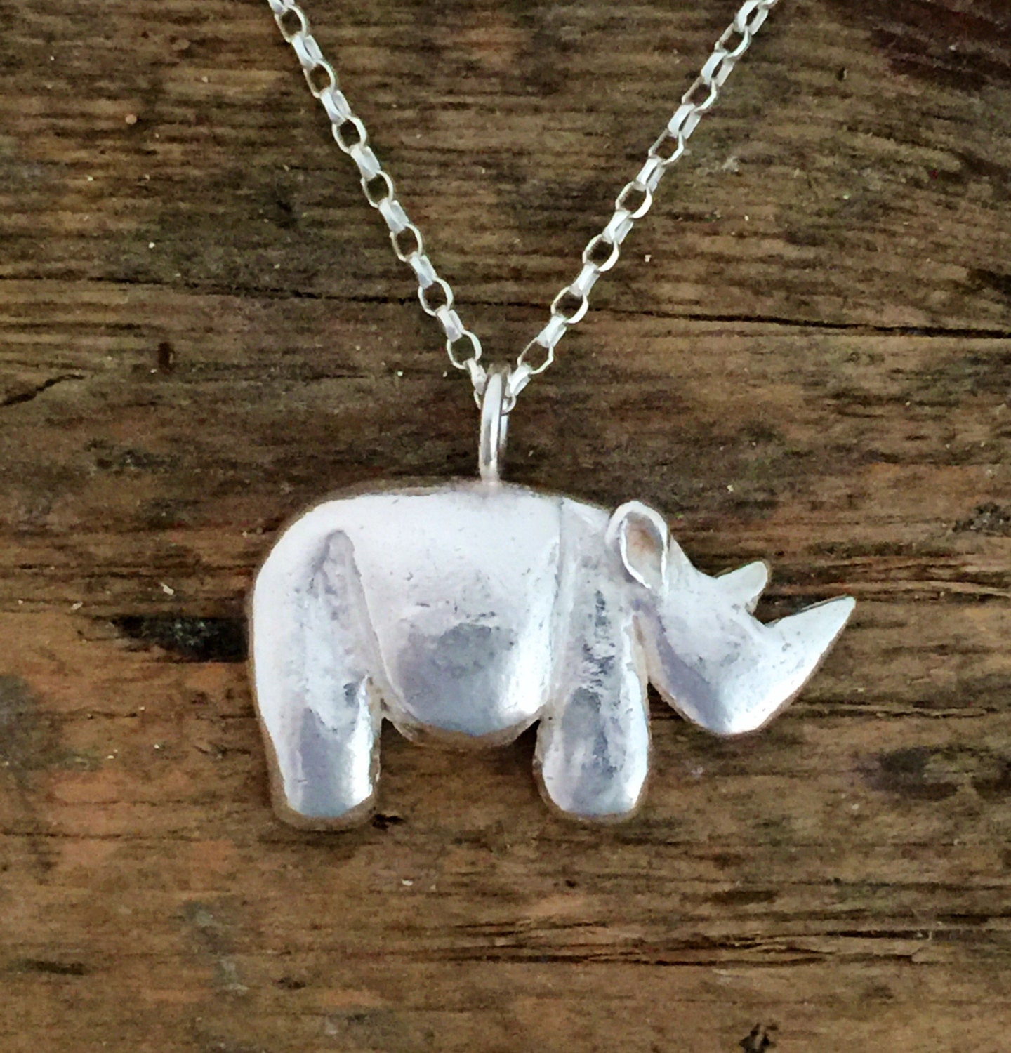 Sterling Silver Rhino Pendant Necklace, Charity Donation - Etsy