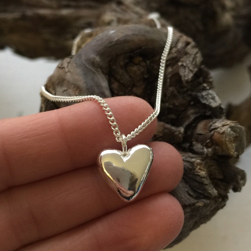 Sterling Silver Solid Heart Pendant - Etsy