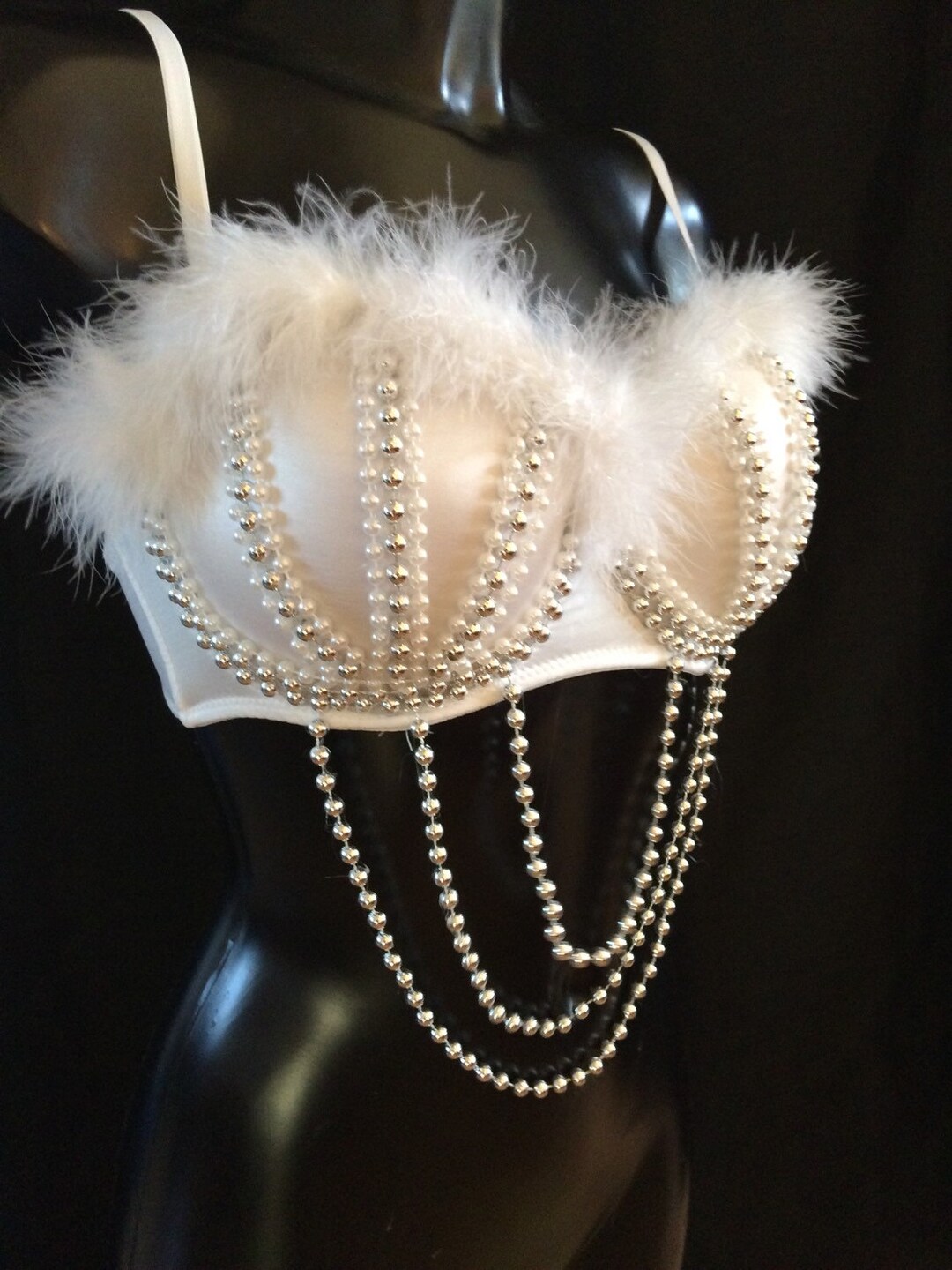 Rave Bra Handmade EDC Pearl Diamonte Gems 34b C D Bride to Be - Etsy