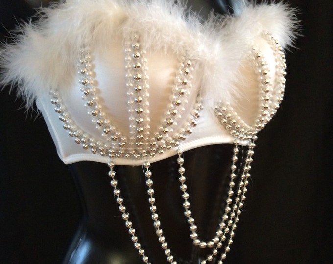 Rave Bra Handmade EDC Pearl Diamonte Gems 34b C D Bride to Be - Etsy