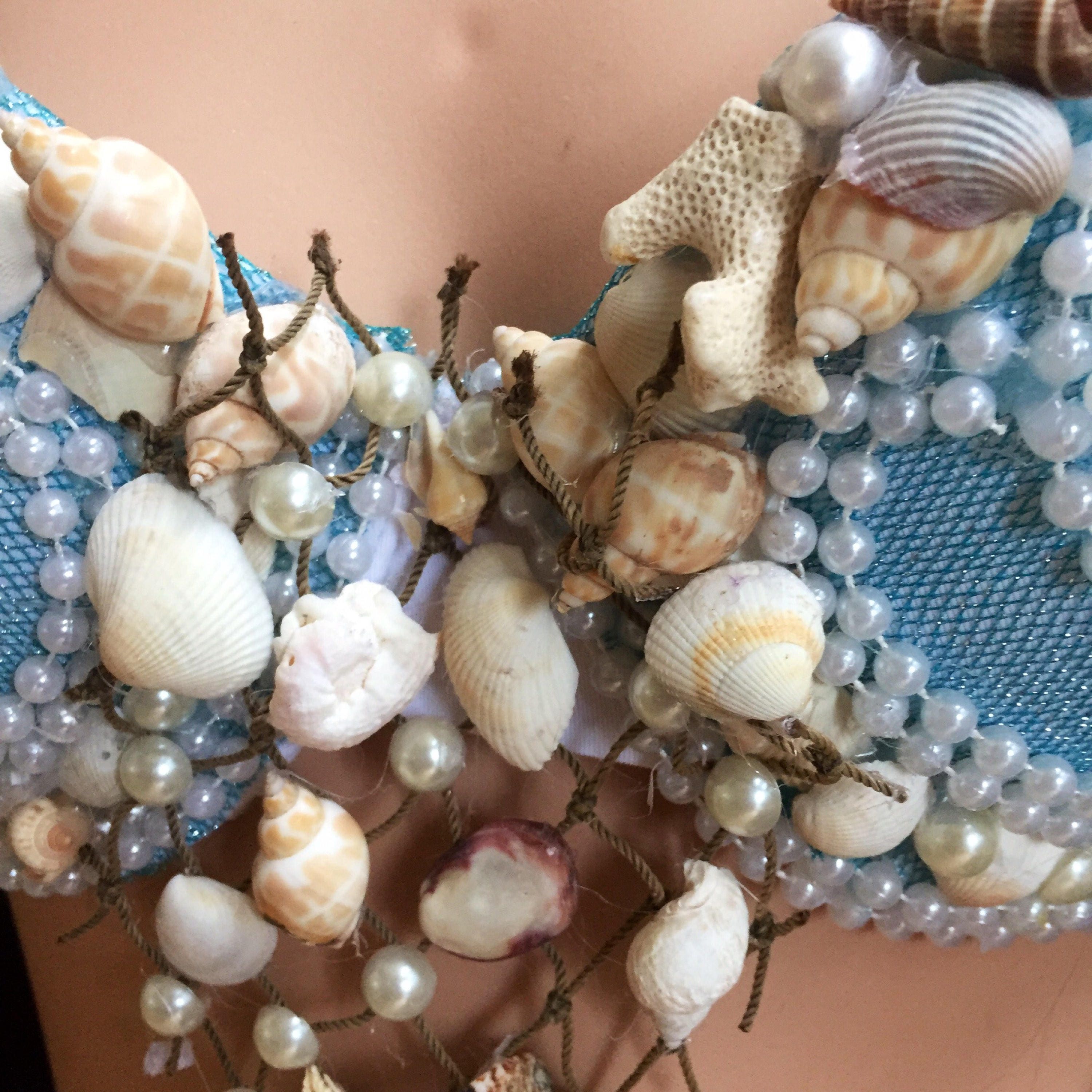 Designer Mermaid Sea Shell Rave Party Padded Bra Top Sz 34d - Etsy