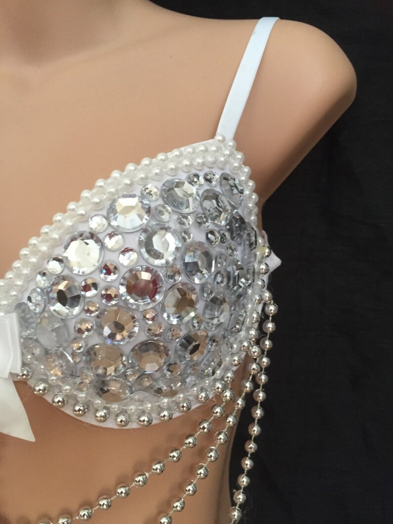 Ice Maiden EDC sparkle diamanté gems and glitter bra 34b c d | Etsy