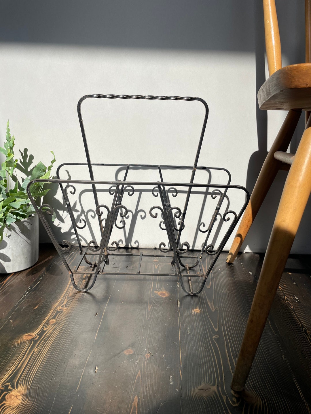 Mid-century Vintage Wrought Iron Magazine Rack - Etsy