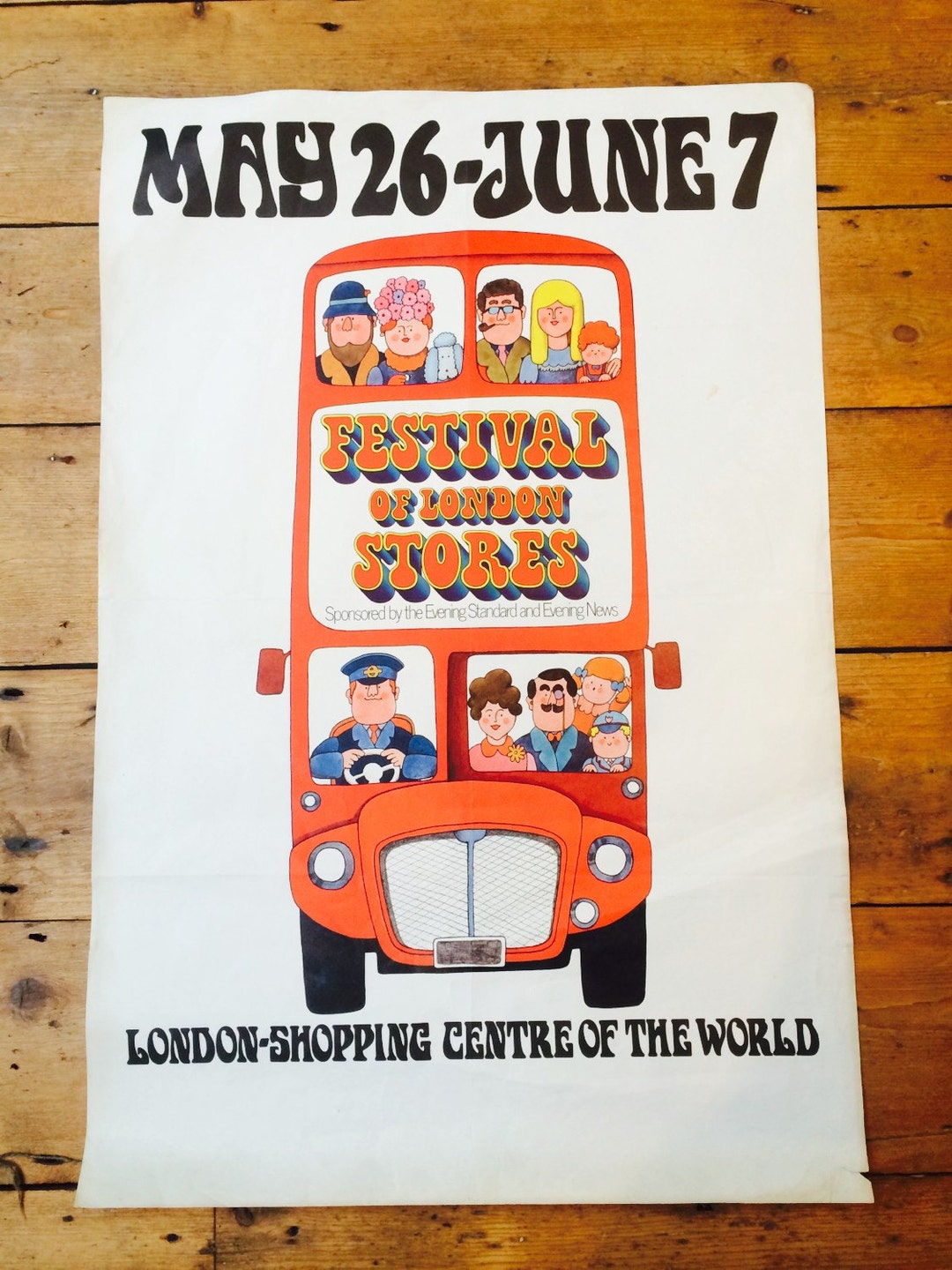 Vintage 1970s Red London Transport Routemaster Bus Travel Poster. Kids ...
