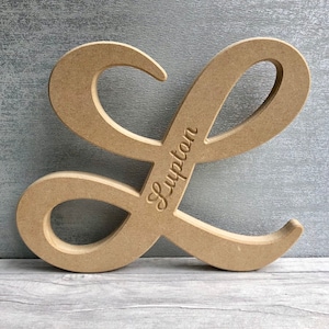 Engraved Personalised Wooden Letters - Blank Script MDF Letters - 200mm ...
