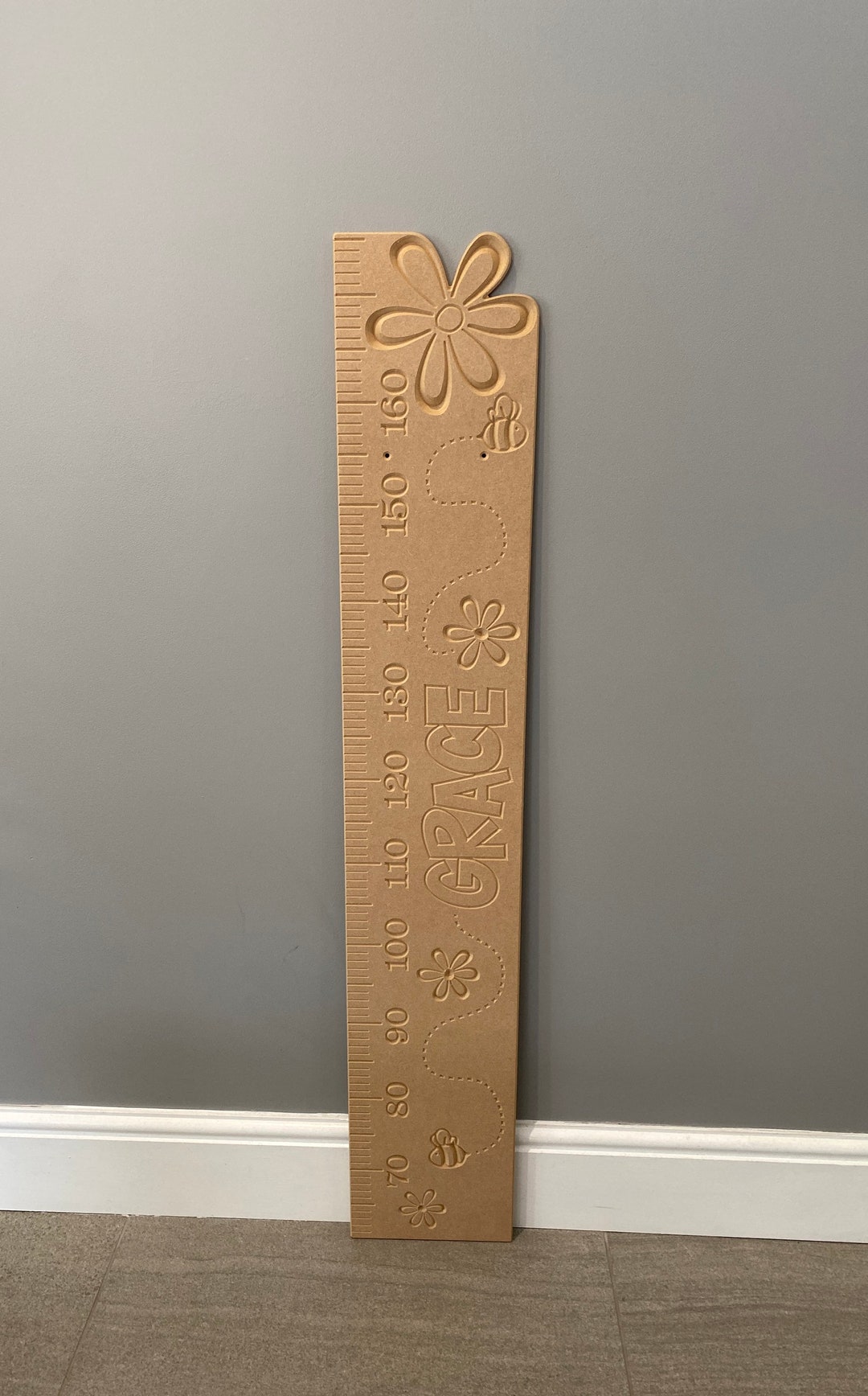 Flower Height Chart, Wooden Height Chart, Wooden Growth Chart, MDF ...