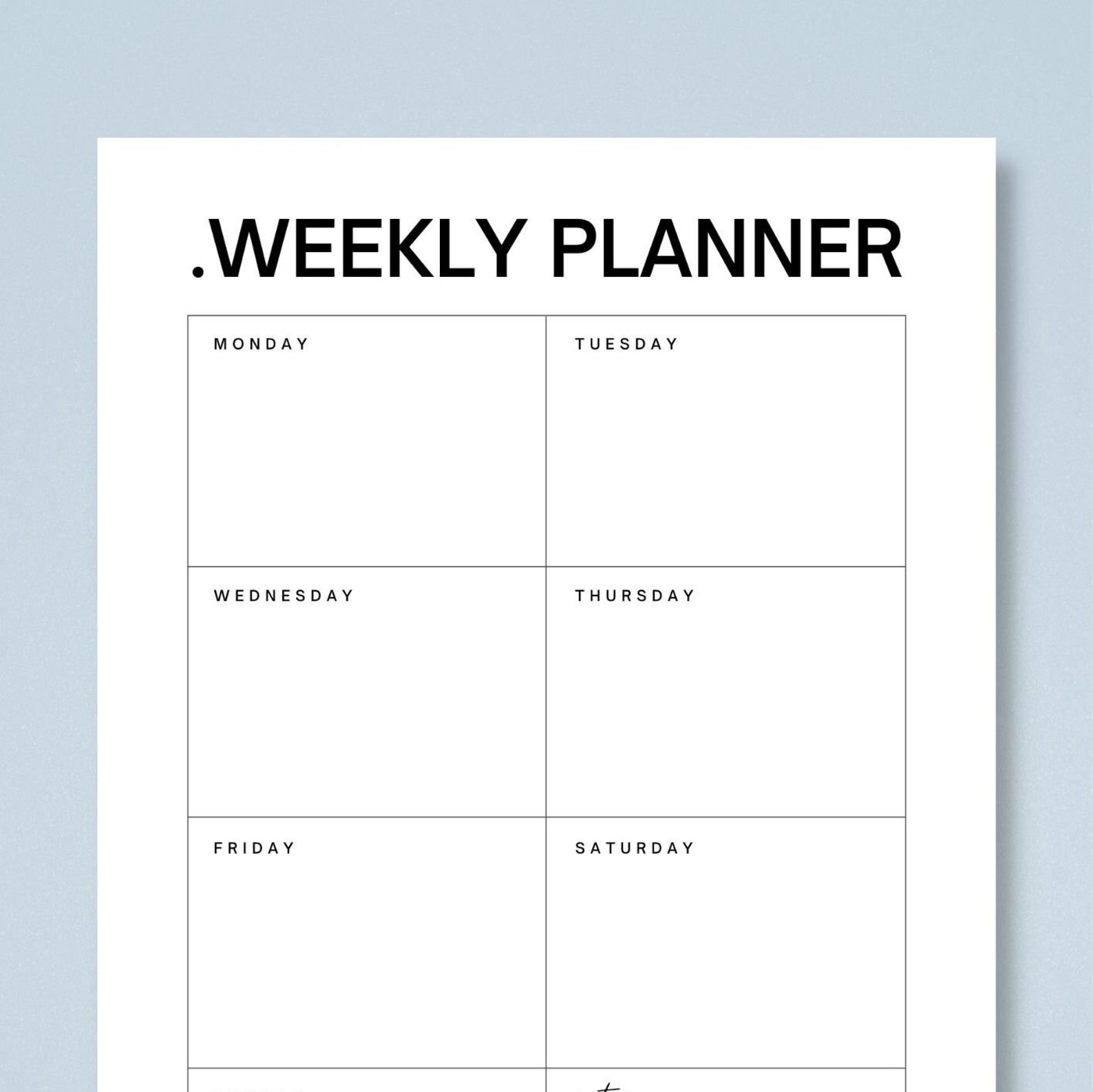 Minimalist Printable Weekly Planner Minimalistic Design Monday Start ...
