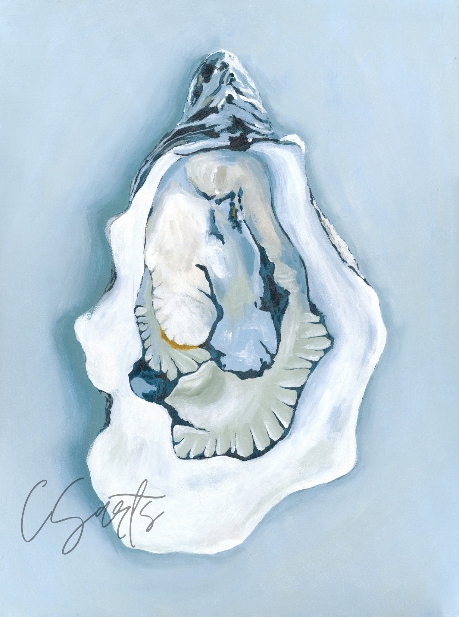 Oyster Shell Print, Oyster Artwork, Acrylic Oyster Painting, Coastal ...