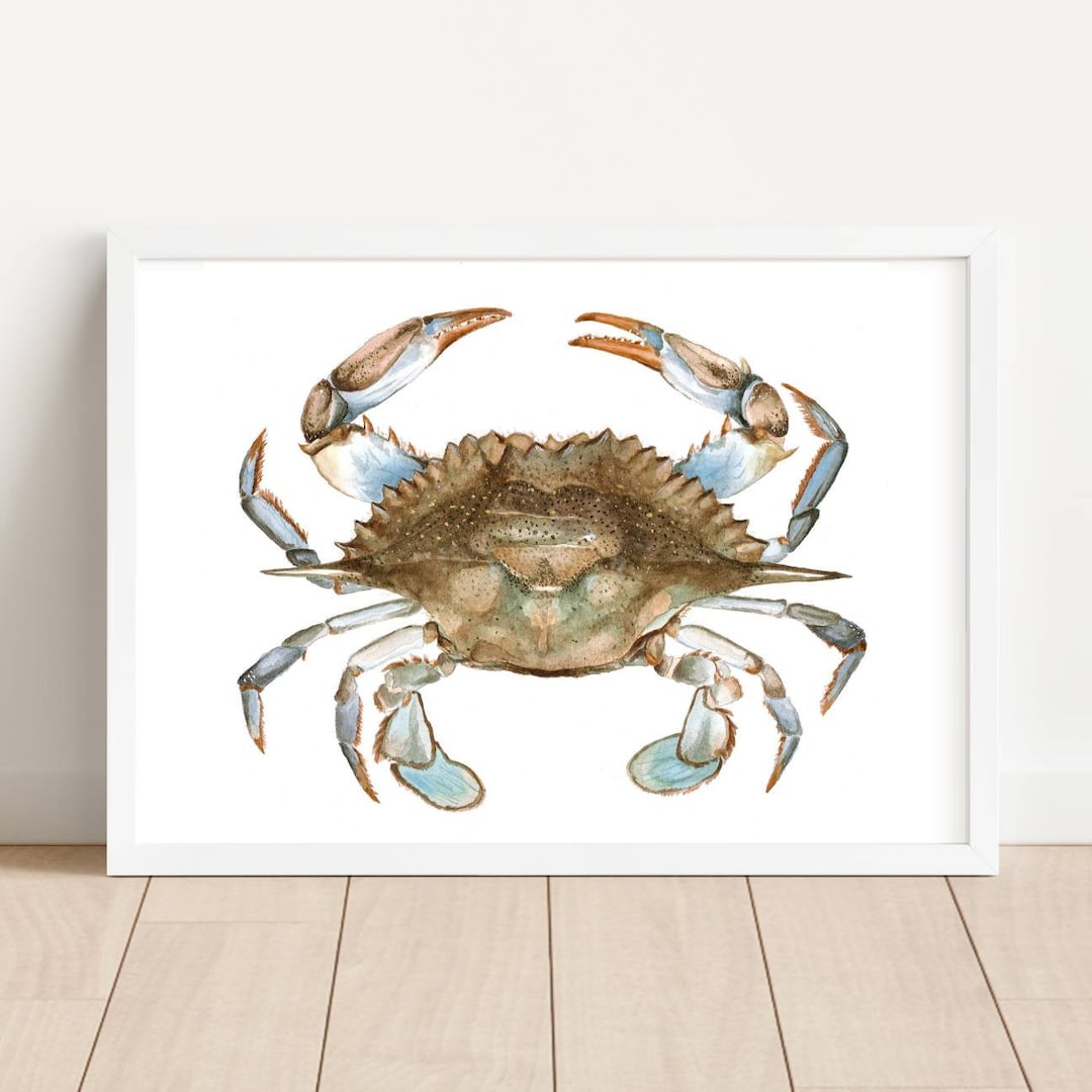Blue Crab Watercolor Print, Blue Crab Art, Crab Art, Coastal Artwork ...