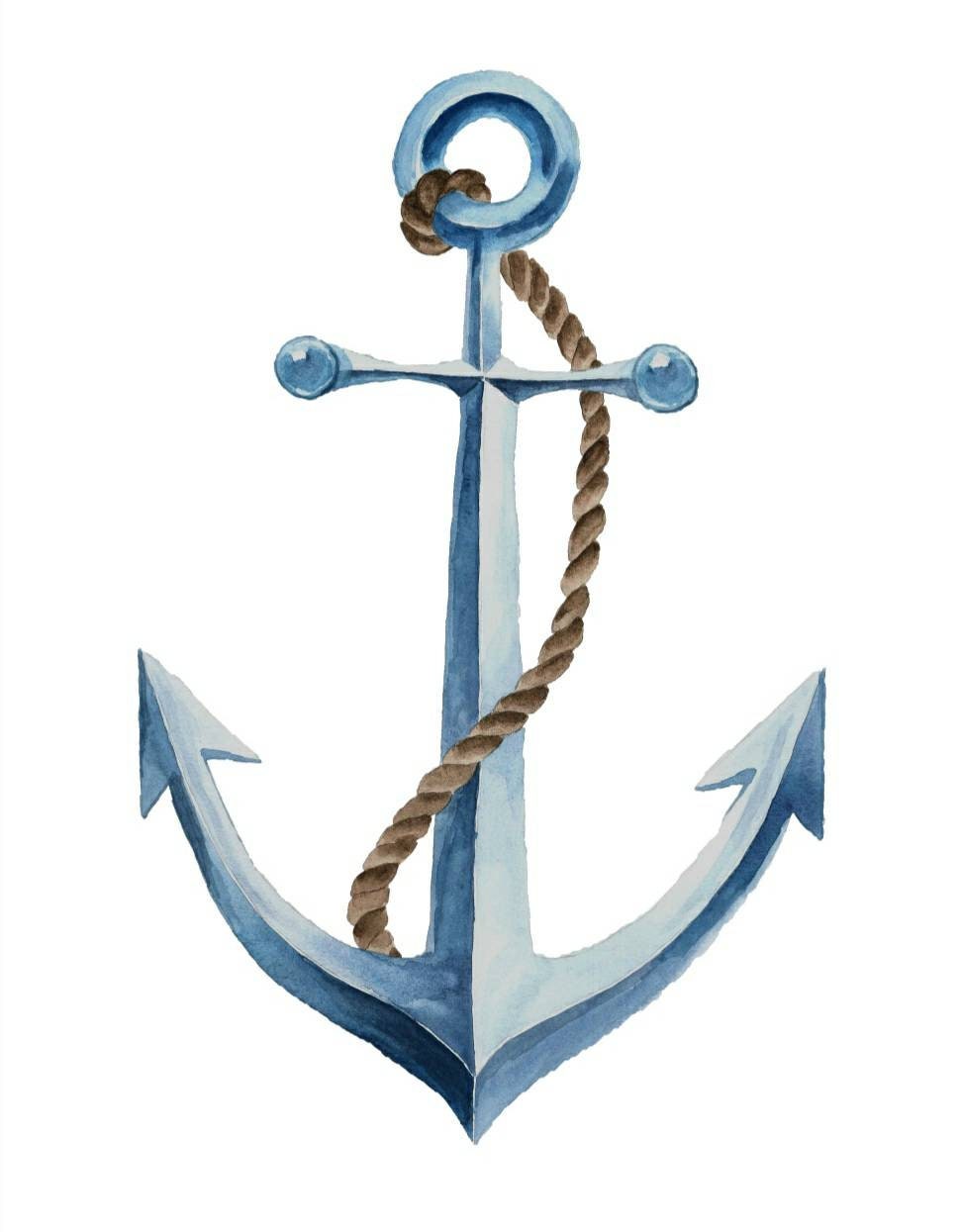 Anchor Watercolor Print, Anchor Art, Nursery Wall Art, Nautical Nursery ...