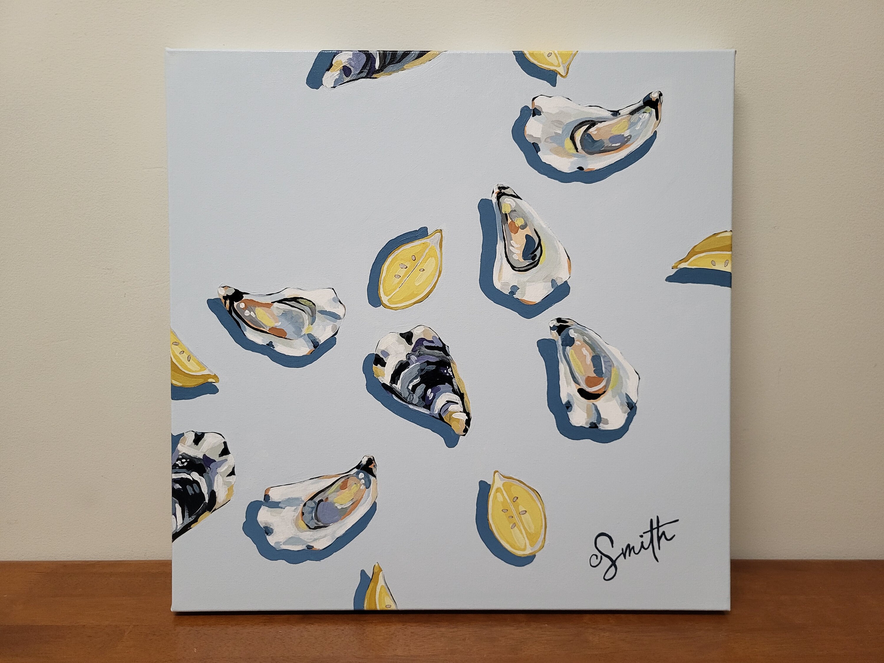 Oyster Painting, Oyster and Lemons Painting, Acrylic Oyster Painting ...