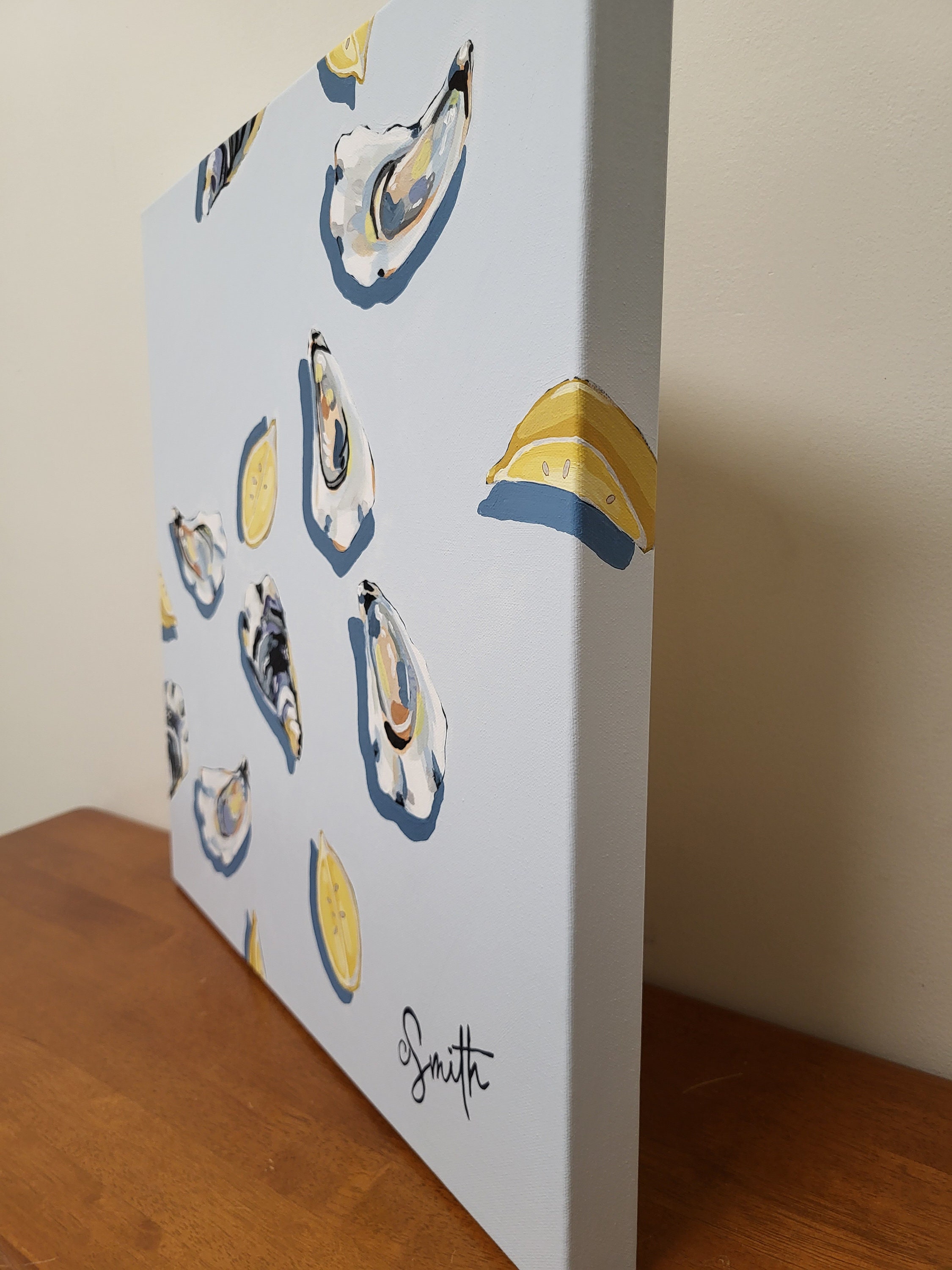 Oyster Painting, Oyster and Lemons Painting, Acrylic Oyster Painting ...